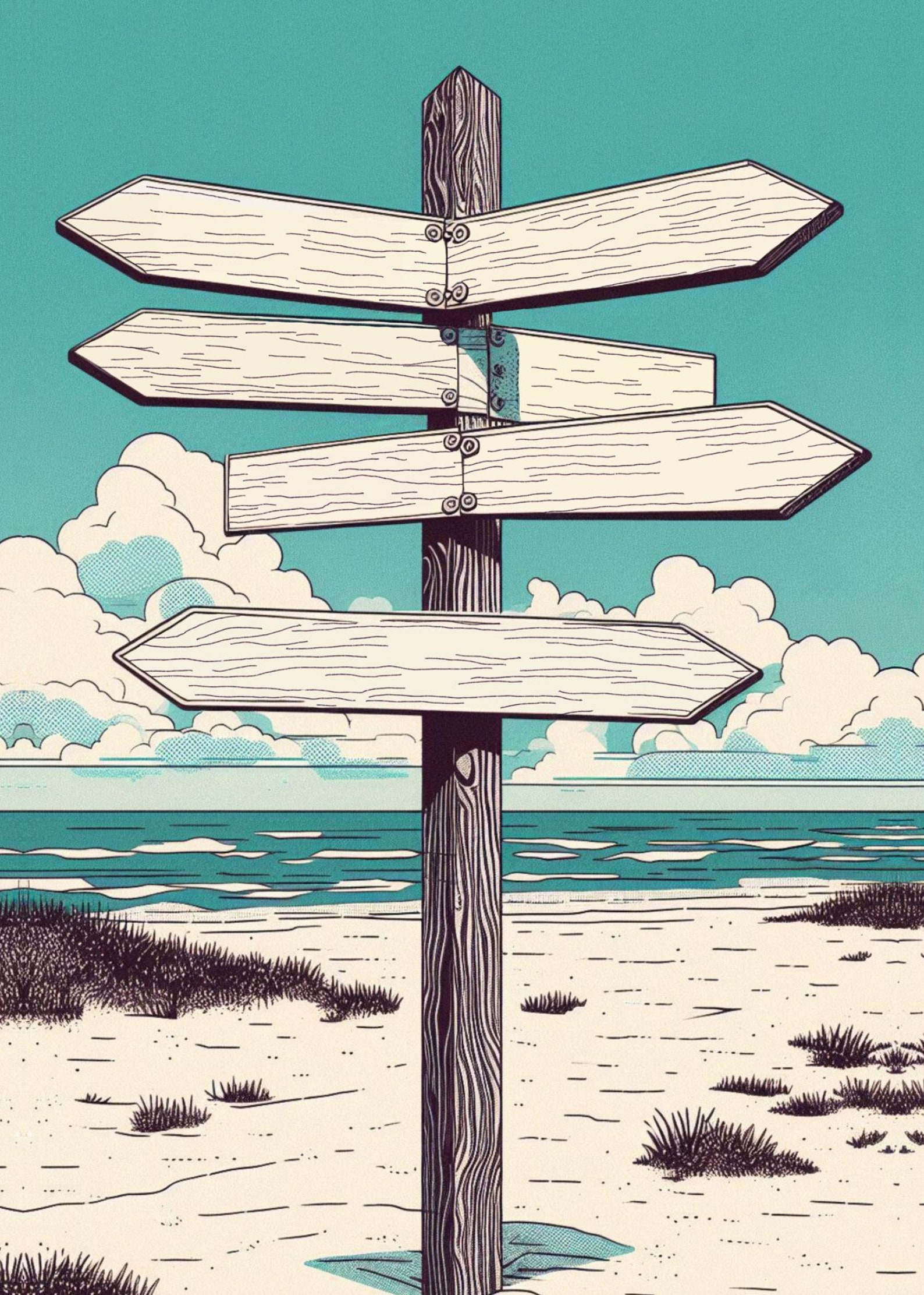 Custom 5 Directional Beach Sign | Family City Locations | Beach Art ...