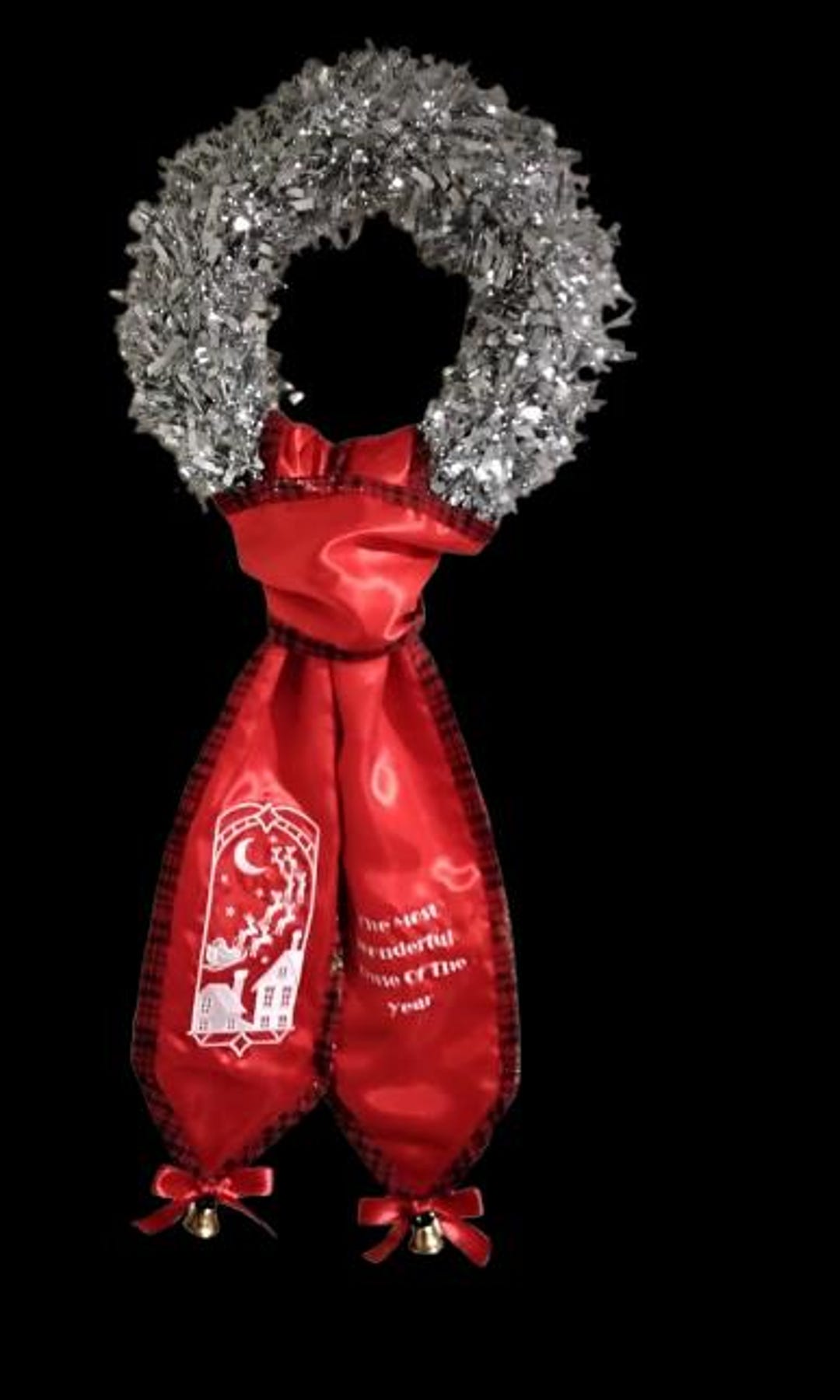Embroidered Santa Christmas Wreath Sash | Holiday Door Scarf - Etsy