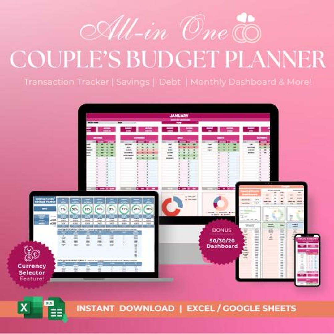 Couples Budget Planner | Finance Tracker, Savings & Debt (digital File ...