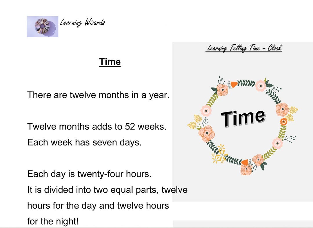 Printable Telling Time Clock, Montessori Homeschool Activity (PDF) - Etsy