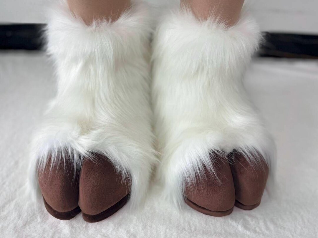 Furry Hooves Shoes White Brown Cosplay Fursuit Hooves Feet for Costume ...