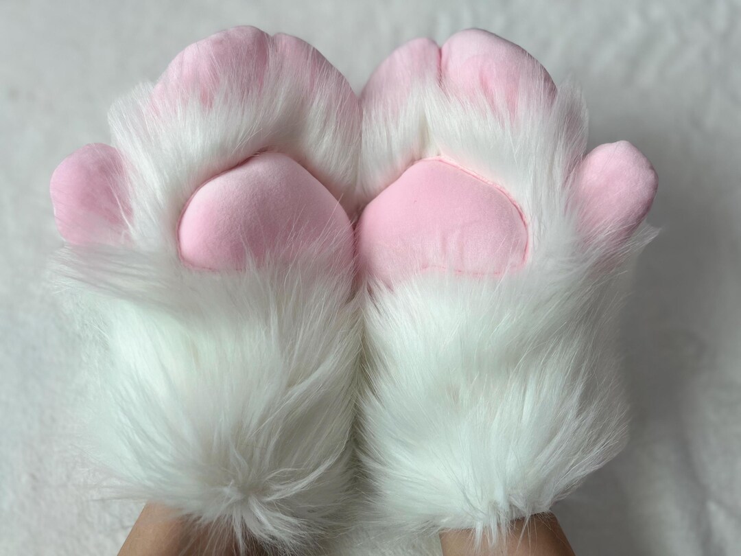 Furry Hooves Paws Cosplay Fursuit Hooves Gloves White Pink Sheep Paws ...