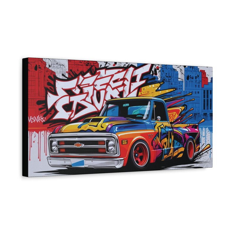 Vintage Chevy Graffiti Wall Art Classic Truck Canvas Print Urban Street ...