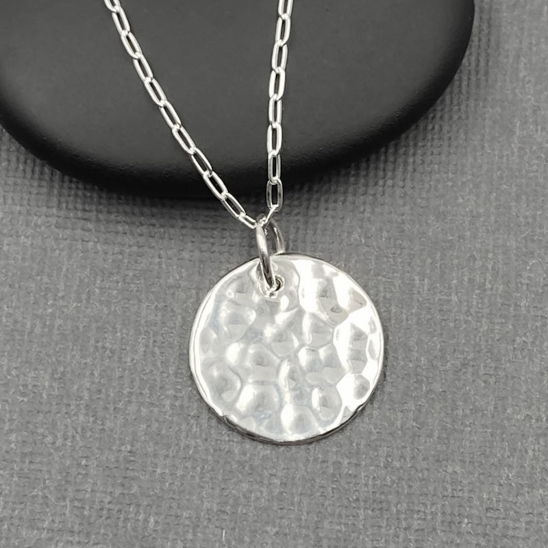 Silver Disc Necklace - Etsy