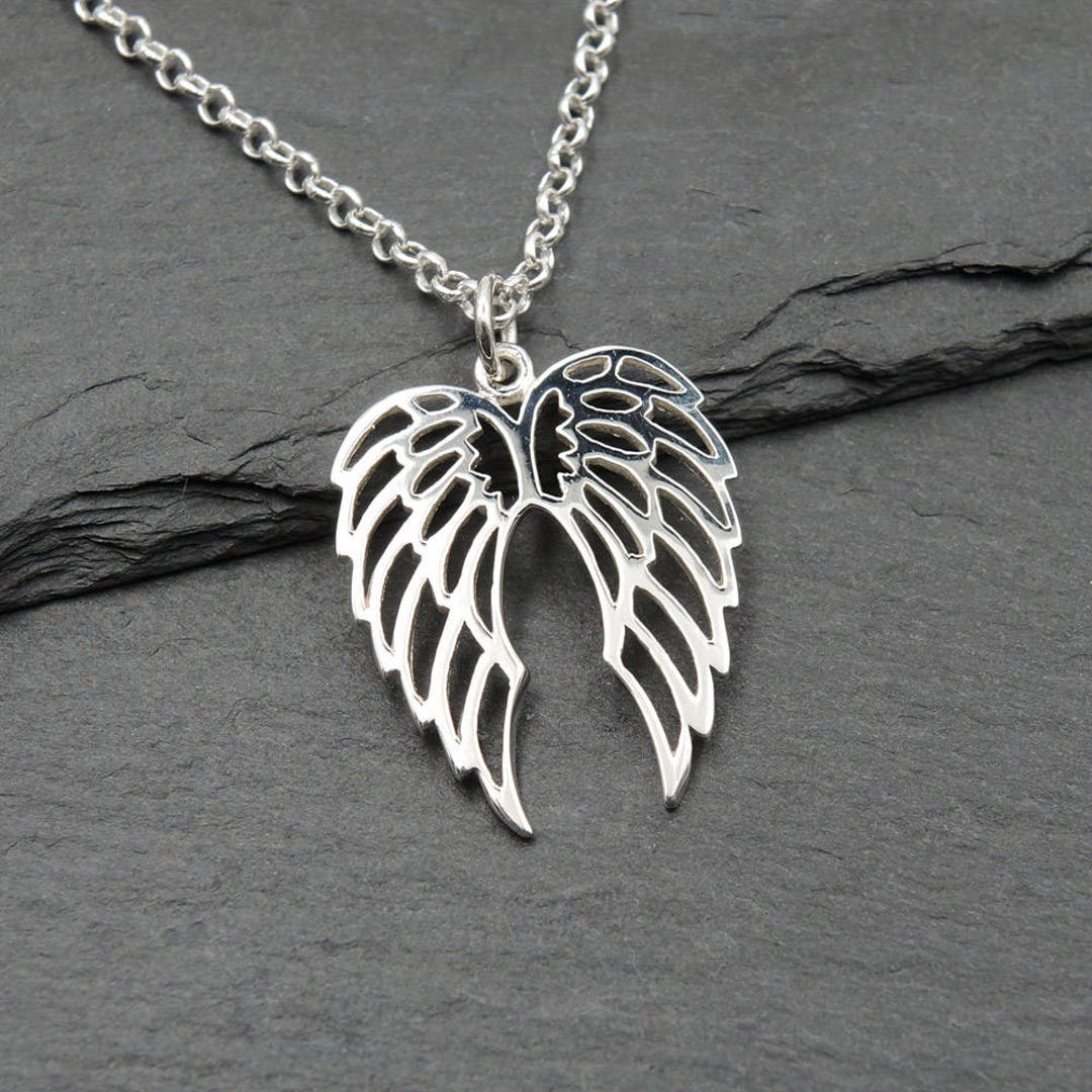 Angel Wing Necklace for Women Sterling Silver Double Wings - Etsy