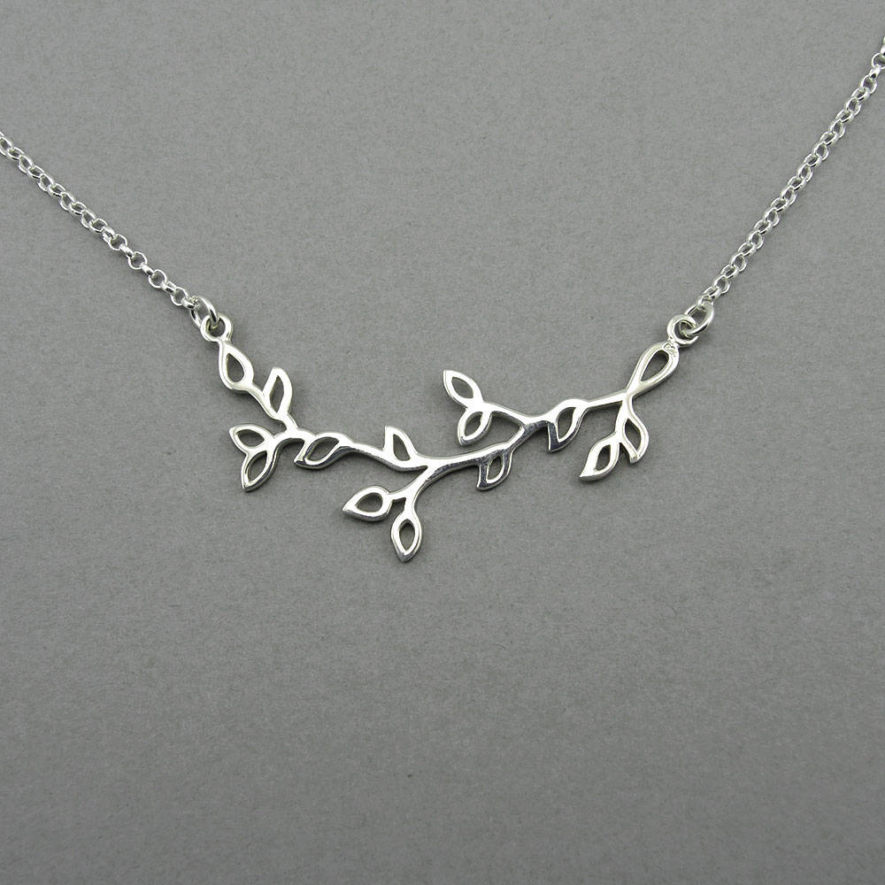 Sterling Silver Leaf Necklace, Tree Branch Pendant, Nature Lover ...