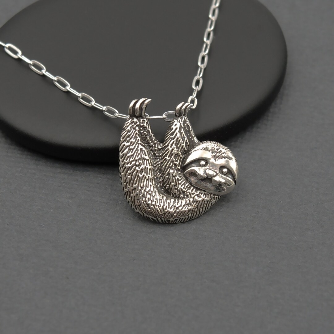 Sterling Silver Sloth Necklace: Animal Lover Jewelry Gift - Etsy