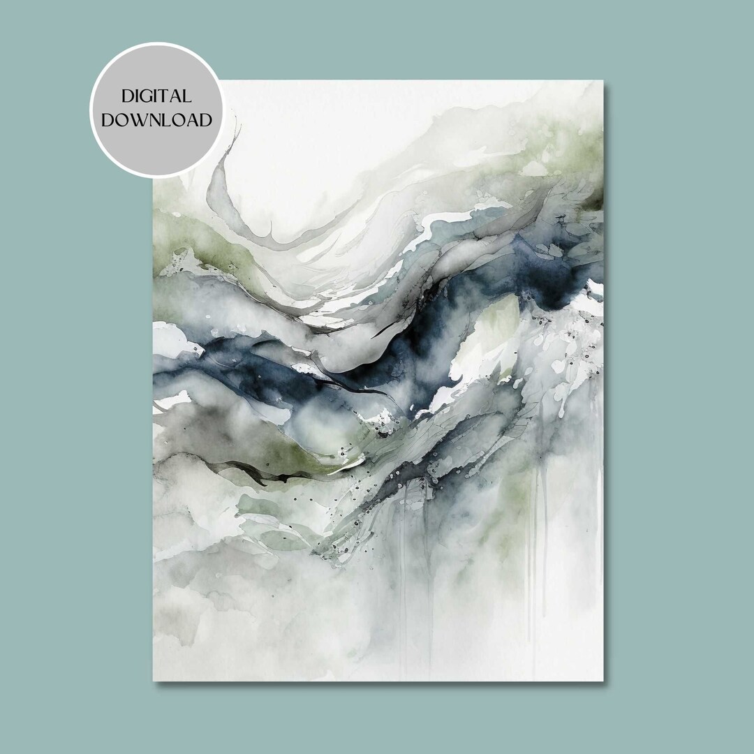 Abstract Wall Print Navy Blue and Olive Green Art Print - Etsy