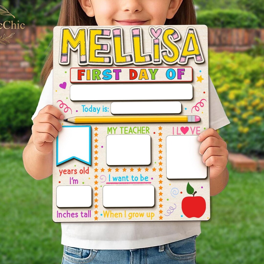 Custom Name First Day of School Sign, Last Day of School Photo Prop ...