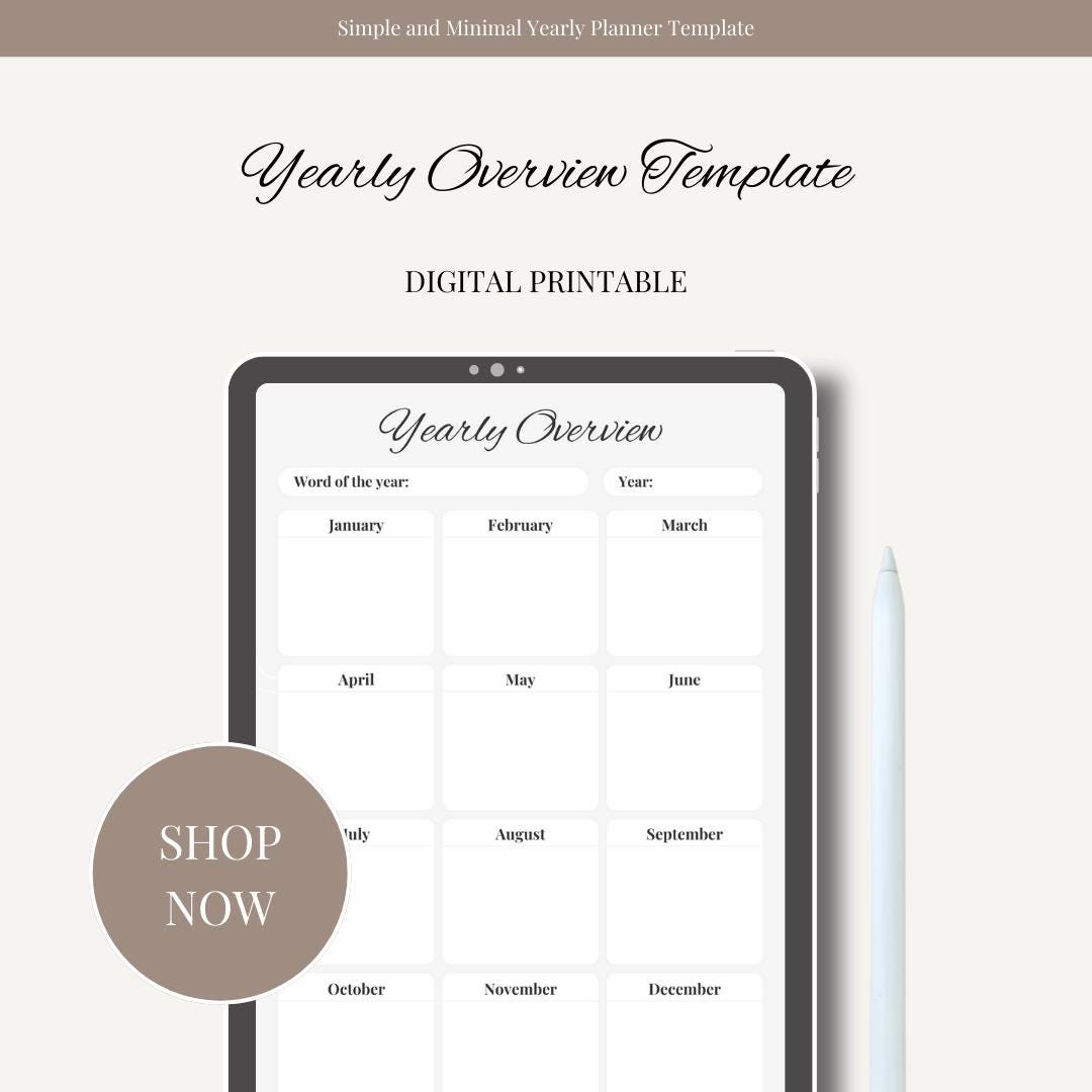 Yearly Overview Planner Template Printable Annual Planner 2025 ...