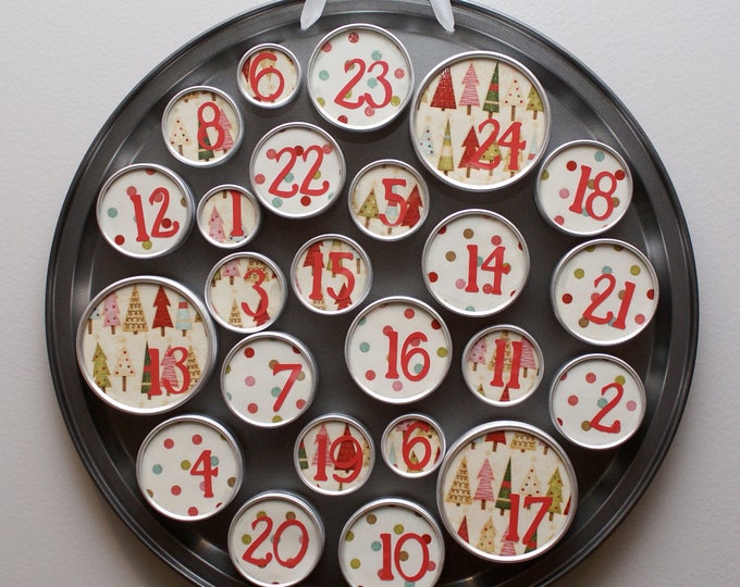 Metal Tin Advent Calendar Pink and Green Palette - Etsy