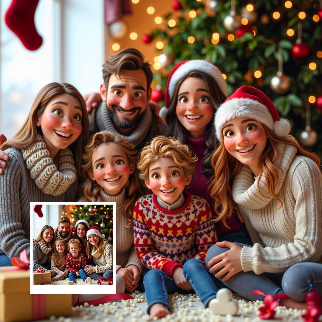 Christmas Gift Custom Pixar Style Photo Personalized Family Portrait ...