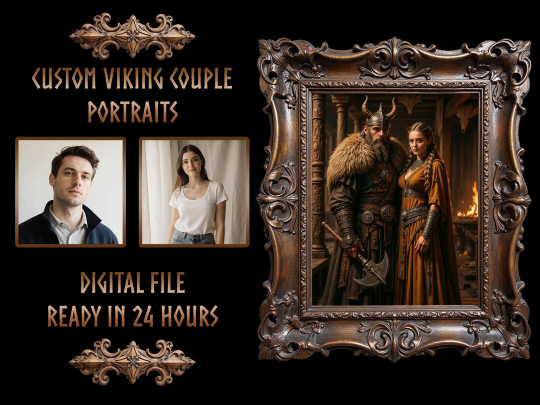 Custom Viking Couple Portraits | Personalized Medieval Art | Digital ...