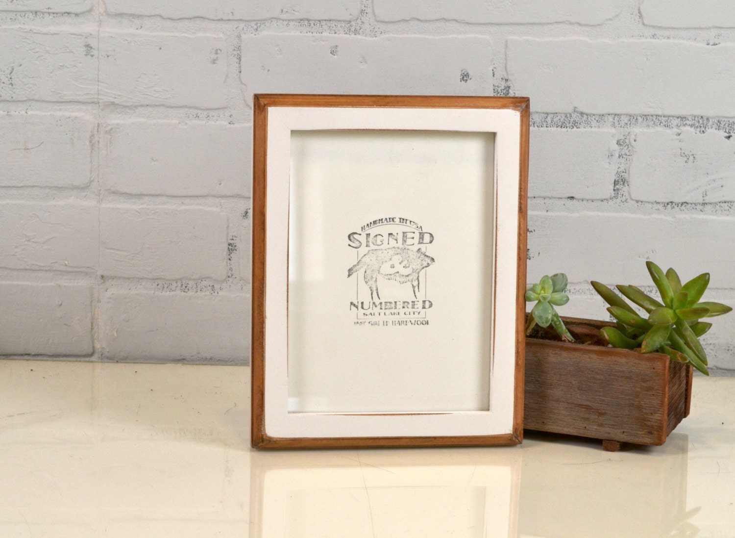 6x8 inch Solid Wood Picture Frame in 1x1 2-Tone Style with Vintage ...