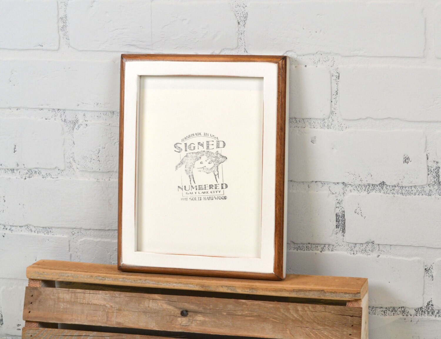 6x8 inch Solid Wood Picture Frame in 1x1 2-Tone Style with Vintage ...