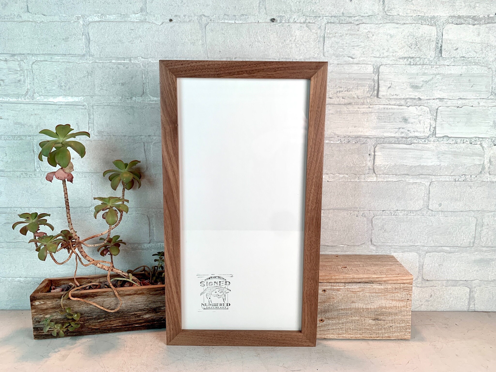 8x16 Picture Frame in 1x1 Flat Style with Solid Natural Walnut Finish ...
