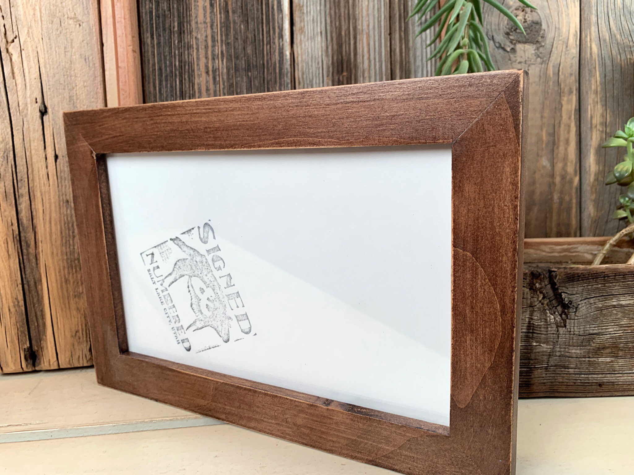 5x8 Picture Frame in 1x1 Flat Style with Super Vintage Dark Wood Tone ...