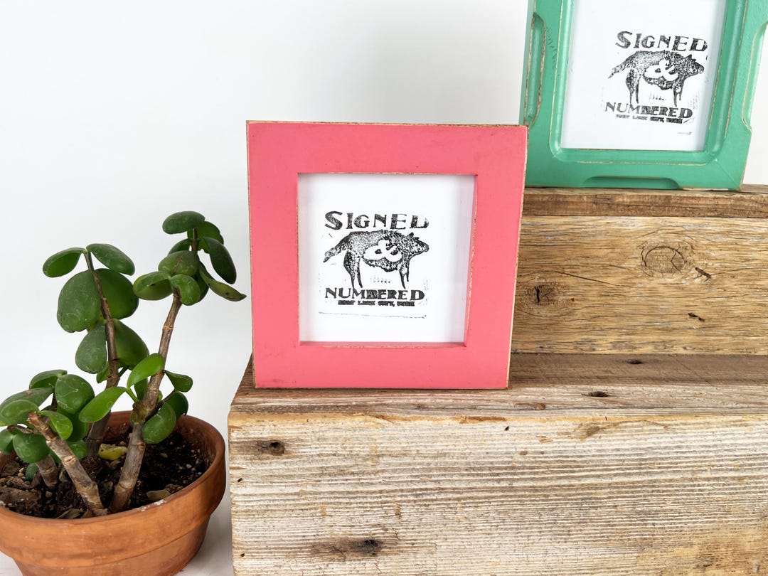 4x4 Photo Frame - SHIPS TODAY - 1x1 Flat Style With Vintage Pink Finish ...