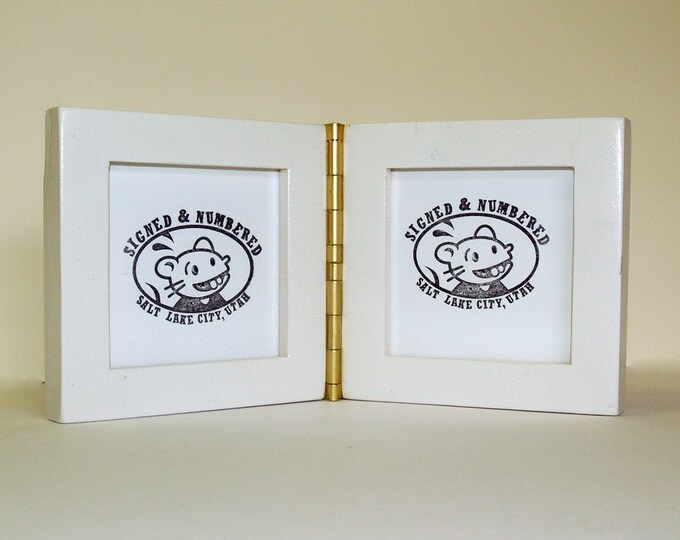 Double Square Picture Frames With Hinge - 1x1 Inch Style, Holds 4x4 ...
