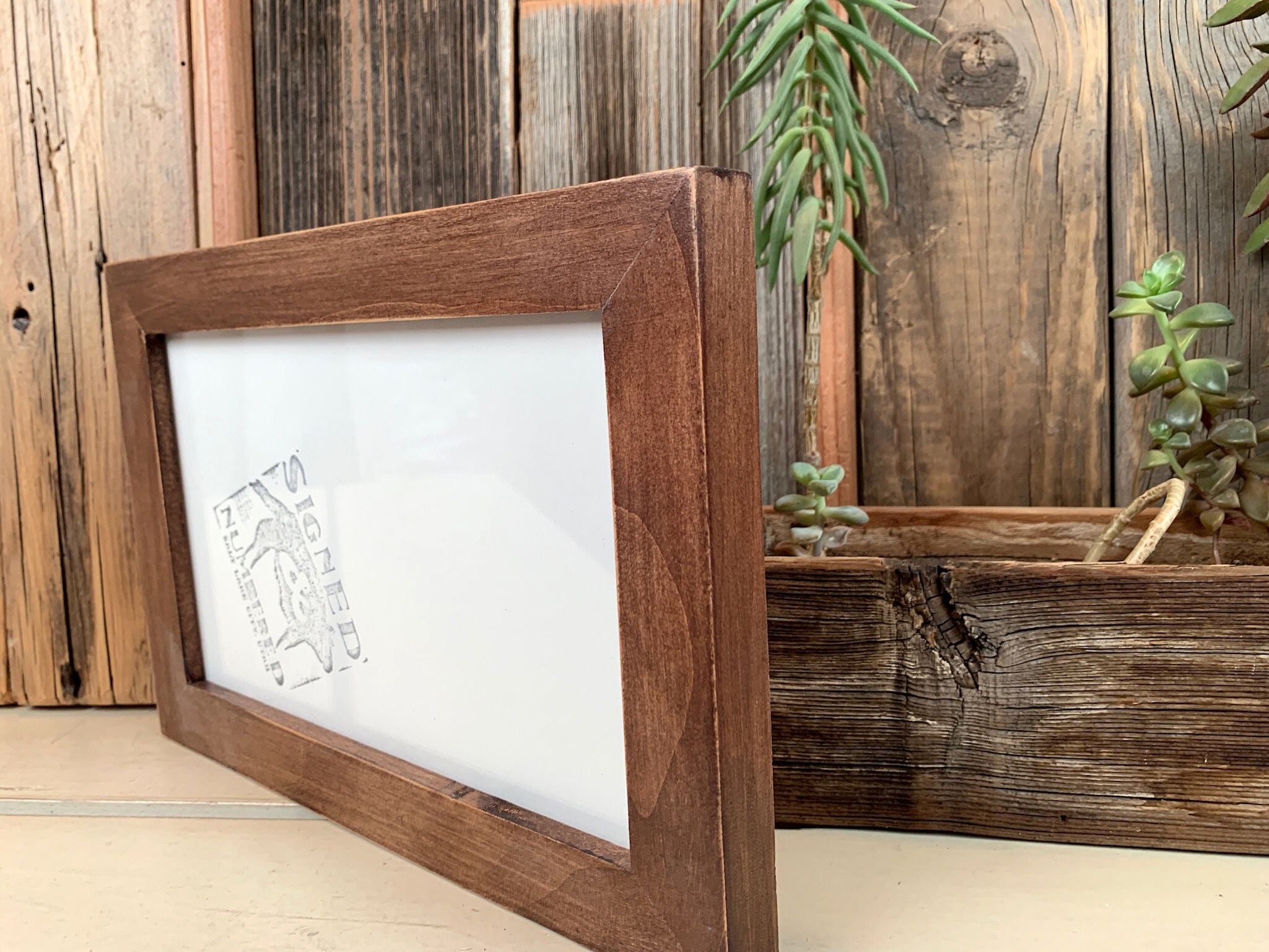 5x8 Picture Frame in 1x1 Flat Style with Super Vintage Dark Wood Tone ...