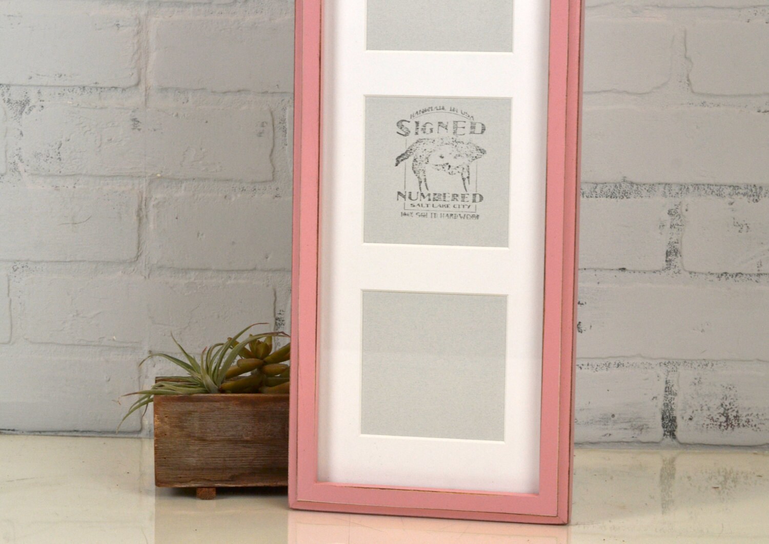 6.5x17.5 Multiple Mat Window Frame for (3) 4x4 inch Photos in Deep Out ...