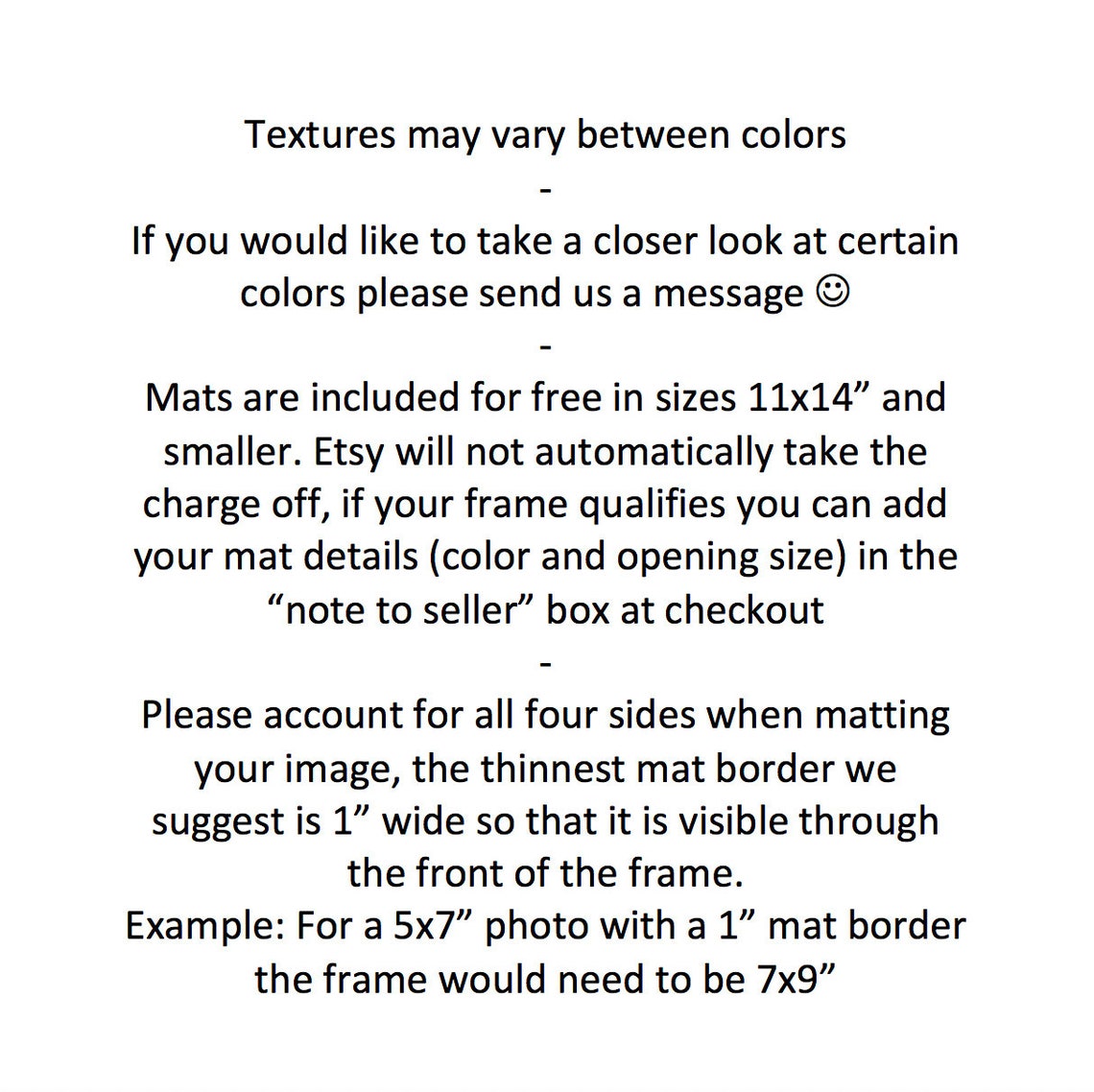 Add a Mat to Your Picture Frame ADD ON Item Mats Are - Etsy