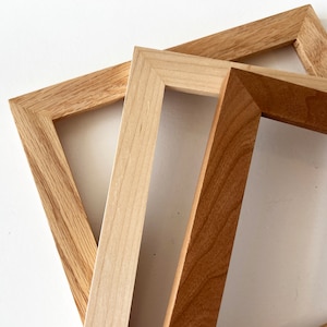 Natural CHERRY, OAK or MAPLE Picture Frame in 1x1 Flat Style - Choose ...