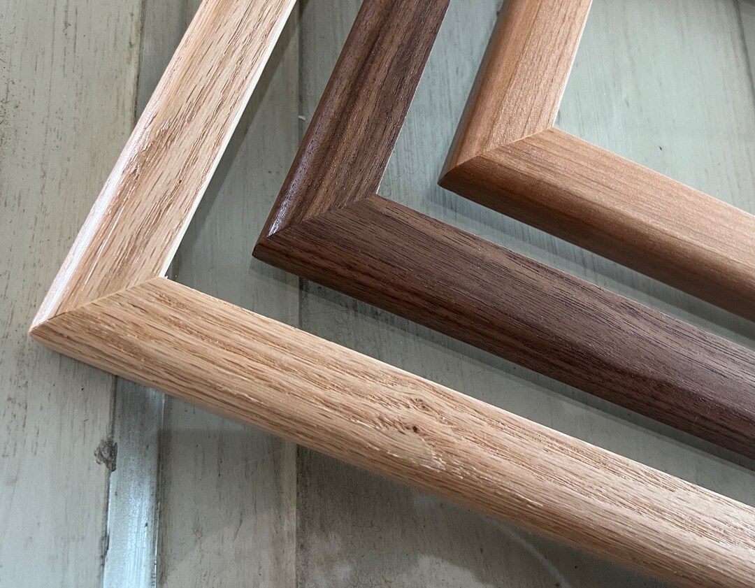 Natural Hardwood Picture Frame in 1x1 Rounded Style Choose Size: 2x2 up ...