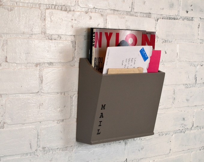 Vintage Mail Wooden Wall Organizer With Key Holder Farmhouse Rustic Mid ...