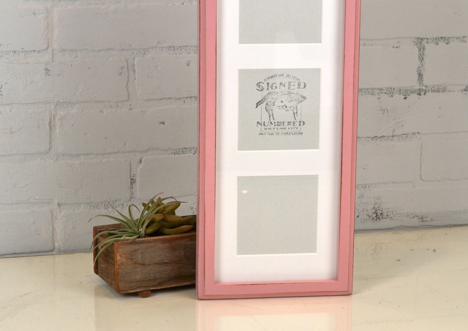 6.5x17.5 Multiple Mat Window Frame for (3) 4x4 inch Photos in Deep Out ...