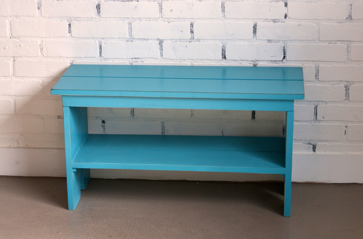Wooden Bench with Vintage Turquoise Finish - Indoor Cottage Seating ...