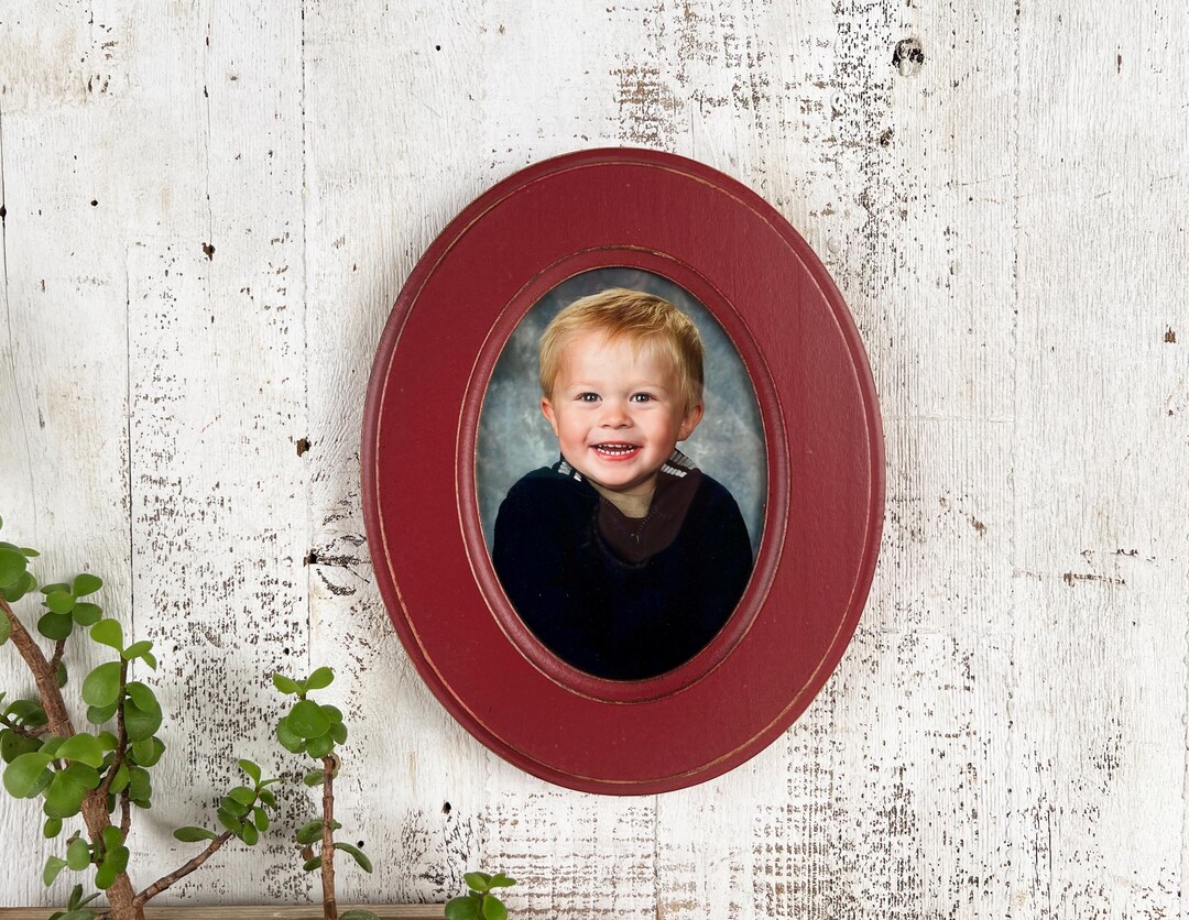 5x7 Oval Opening Picture Frame Oval Shaped Outside With Vintage Wine ...