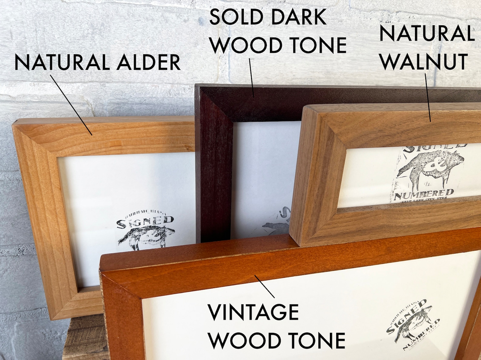 Panoramic Picture Frame in 1x1 Flat Style and Solid Natural Wood Tone ...