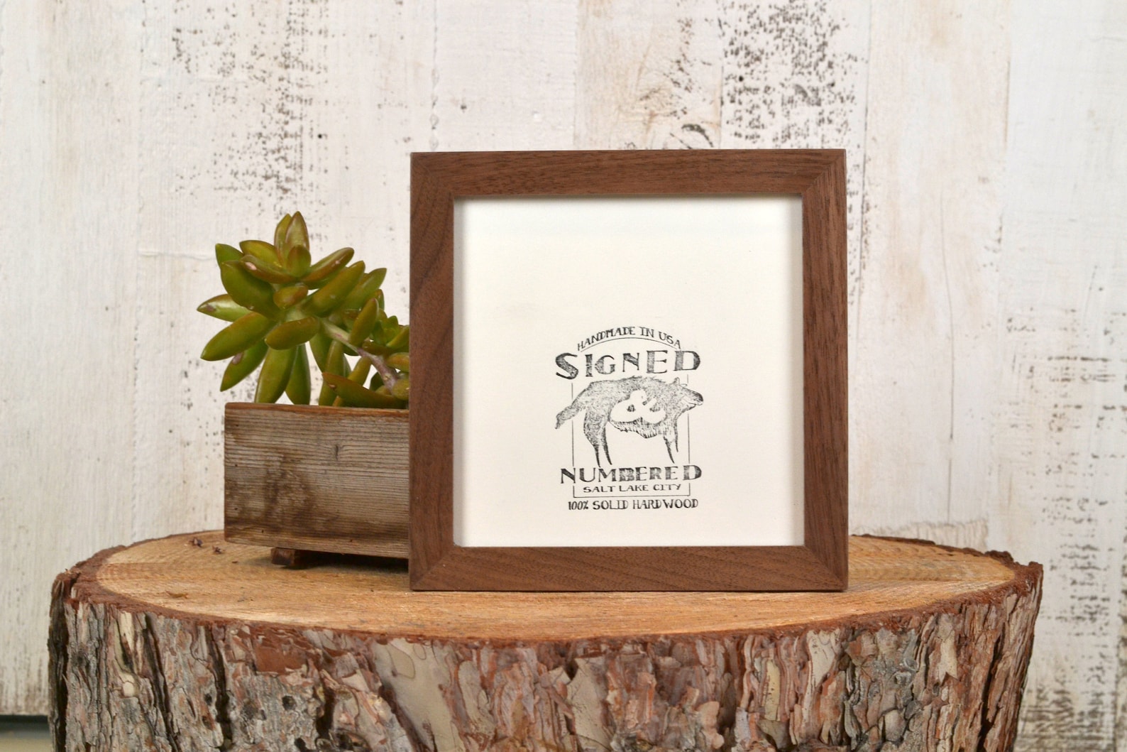 Natural WALNUT Picture Frame in Peewee Style Choose Your Size: 3x3 up ...