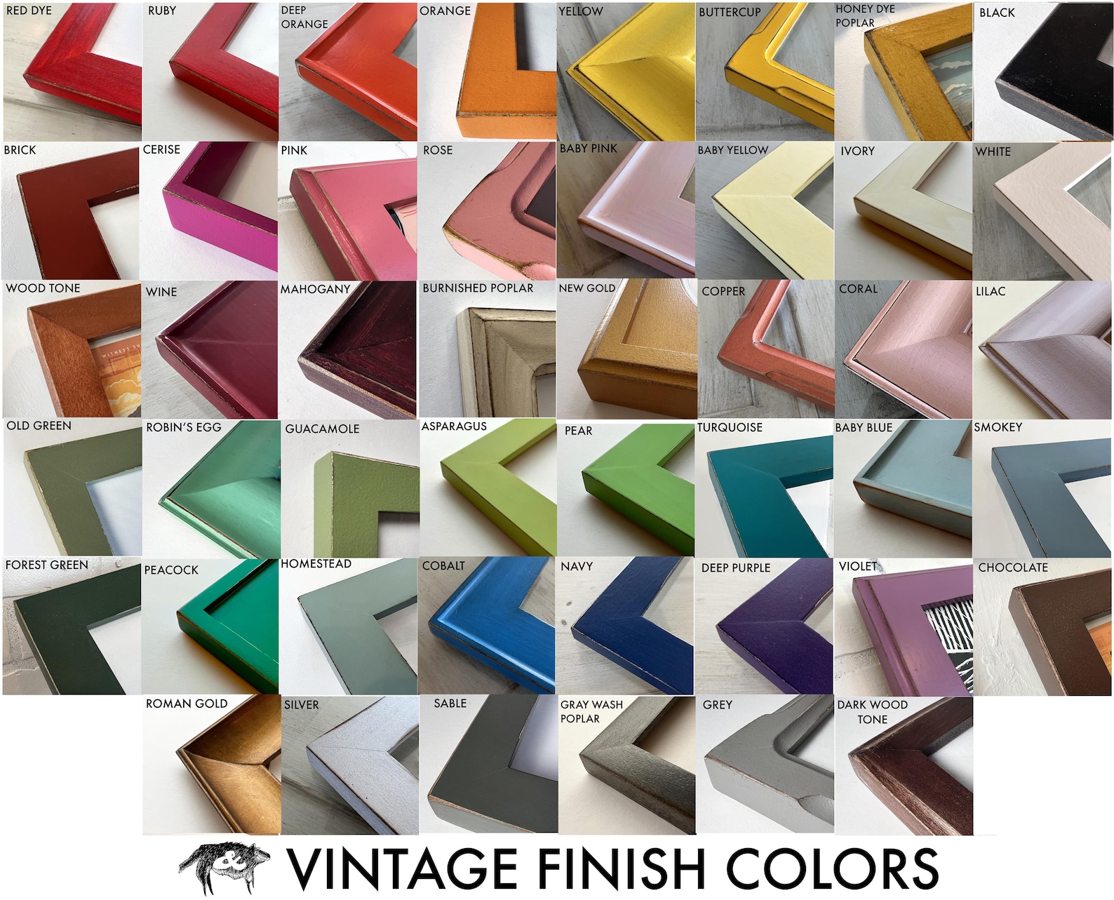 Vintage Color of Your Choice in Diplomat Style - Choose Your Frame Size ...