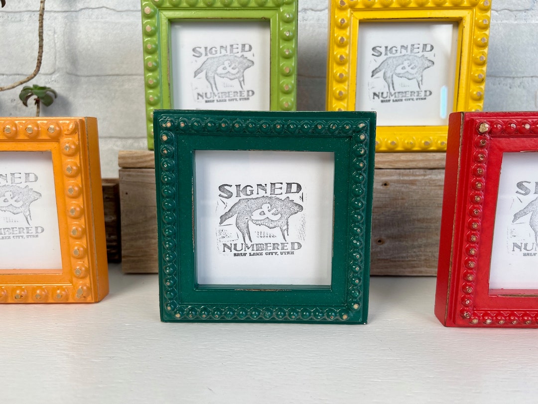 SHIPS TODAY 4x4 Photo Frame 1x1 Bumpy Trim Style With Vintage Peacock ...