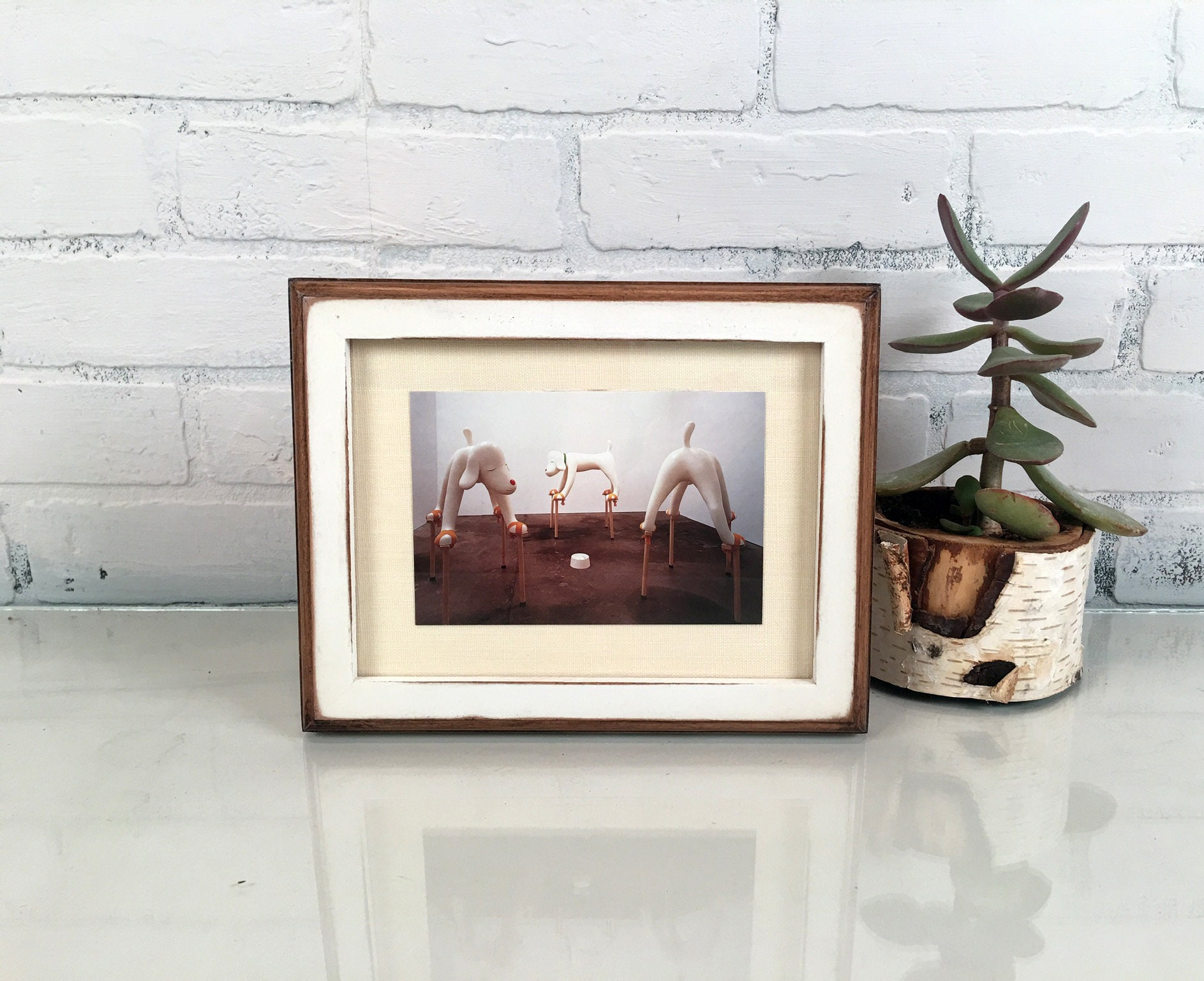 6x8 inch Solid Wood Picture Frame in 1x1 2-Tone Style with Vintage ...