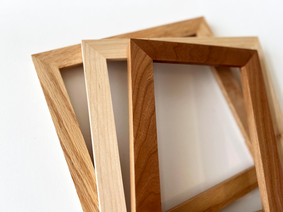 Natural CHERRY, OAK or MAPLE Picture Frame in 1x1 Flat Style - Choose ...