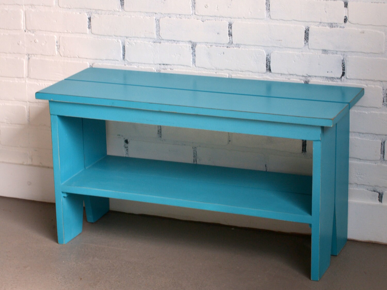 Wooden Bench with Vintage Turquoise Finish - Indoor Cottage Seating ...