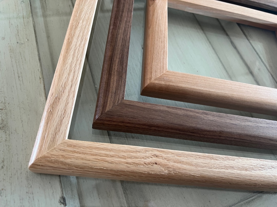 Natural Hardwood Picture Frame in 1x1 Rounded Style - Choose Size: 2x2 ...