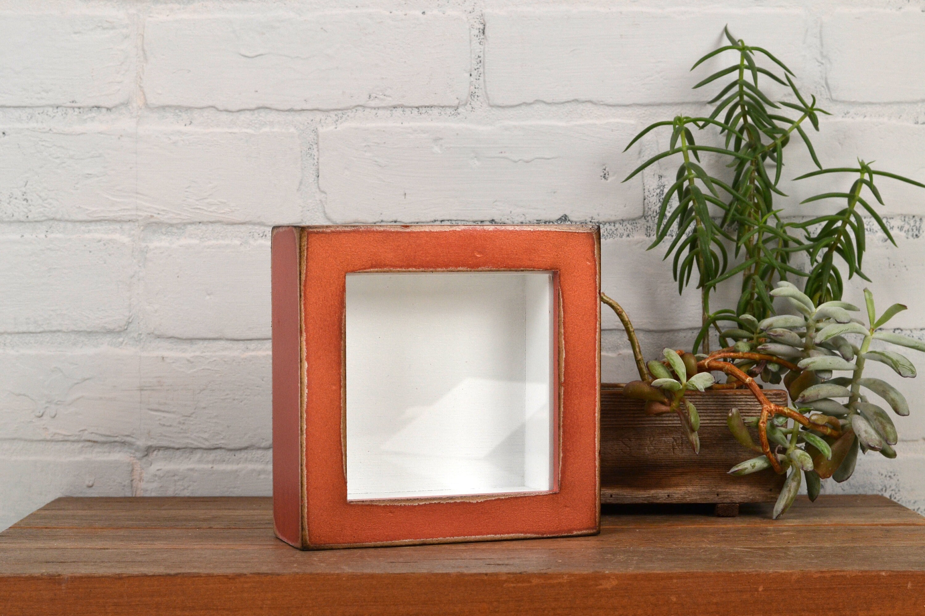 Small Shadow Box Frame Holds Up To 4 5 X 4 5 X 1 25 Deep Vintage 