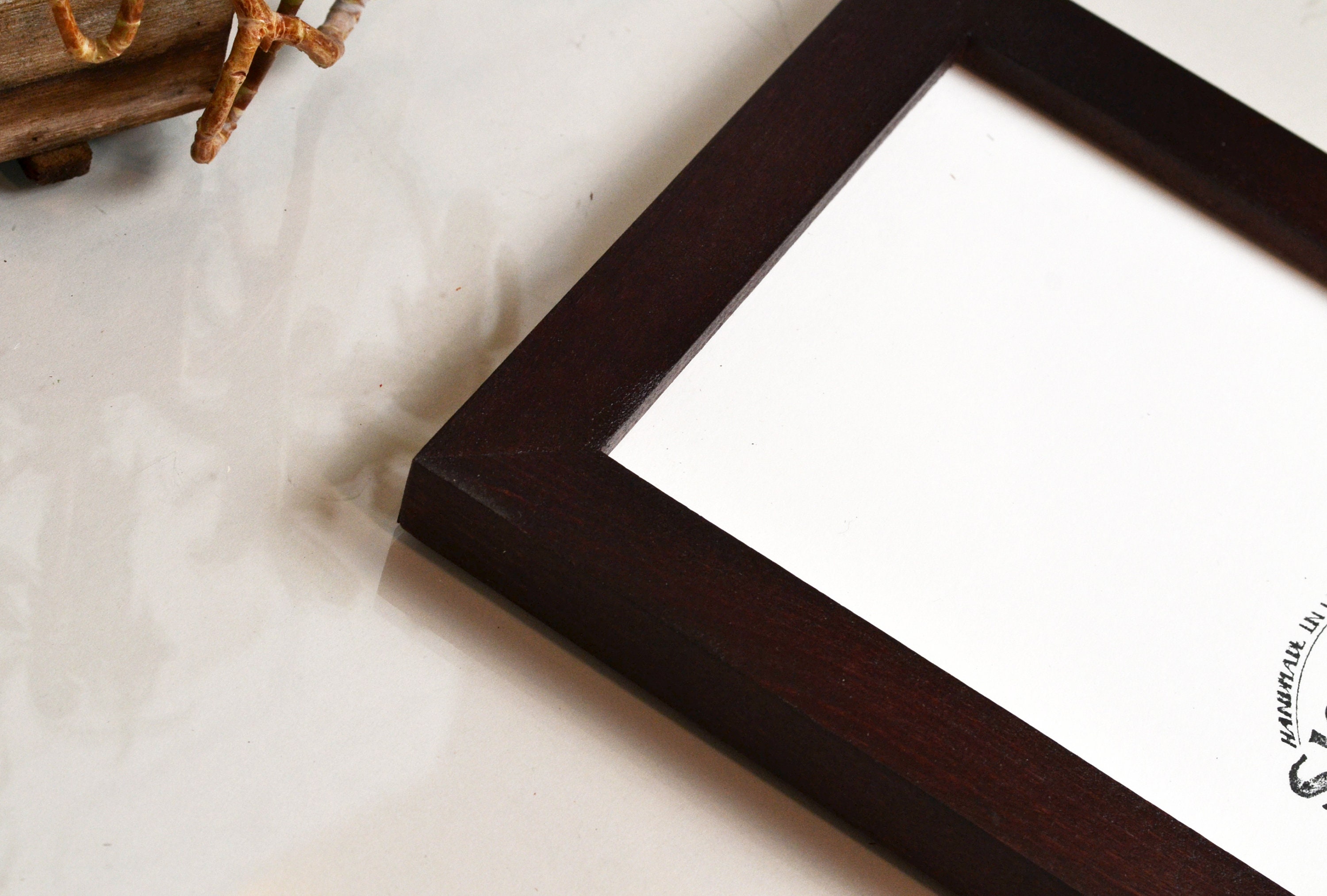 6x12 Panoramic Picture Frame 1x1 Flat Style with Solid Mahogany Finish ...