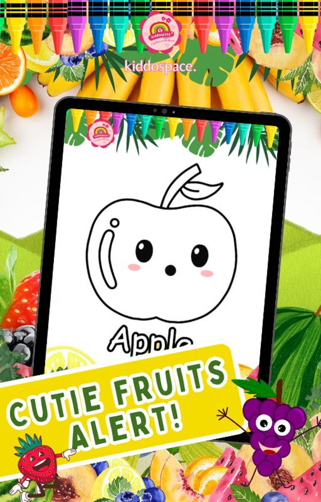 ABC Fruits Coloring Pages / A-Z Game Template for Kids / Fruits ...