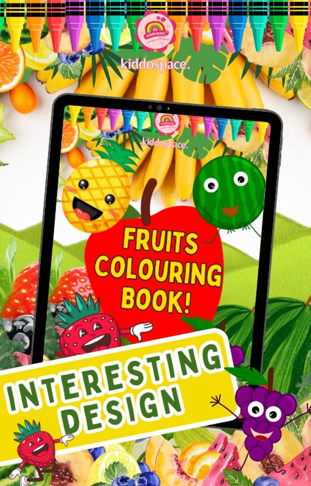 ABC Fruits Coloring Pages / A-Z Game Template for Kids / Fruits ...