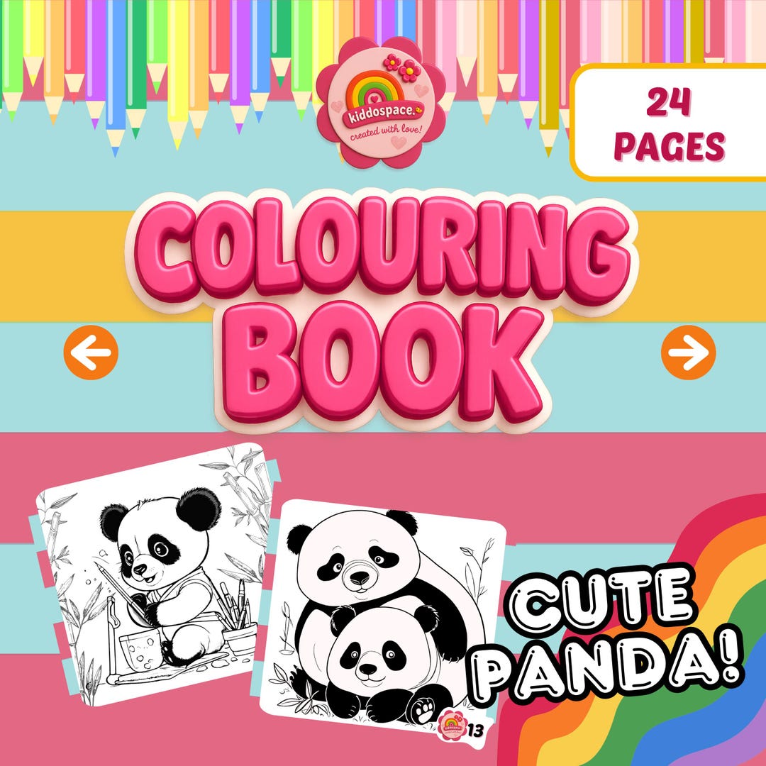 Kawaii Panda Coloring Book 24 Fantasy Pages Digital Download PDF - Etsy