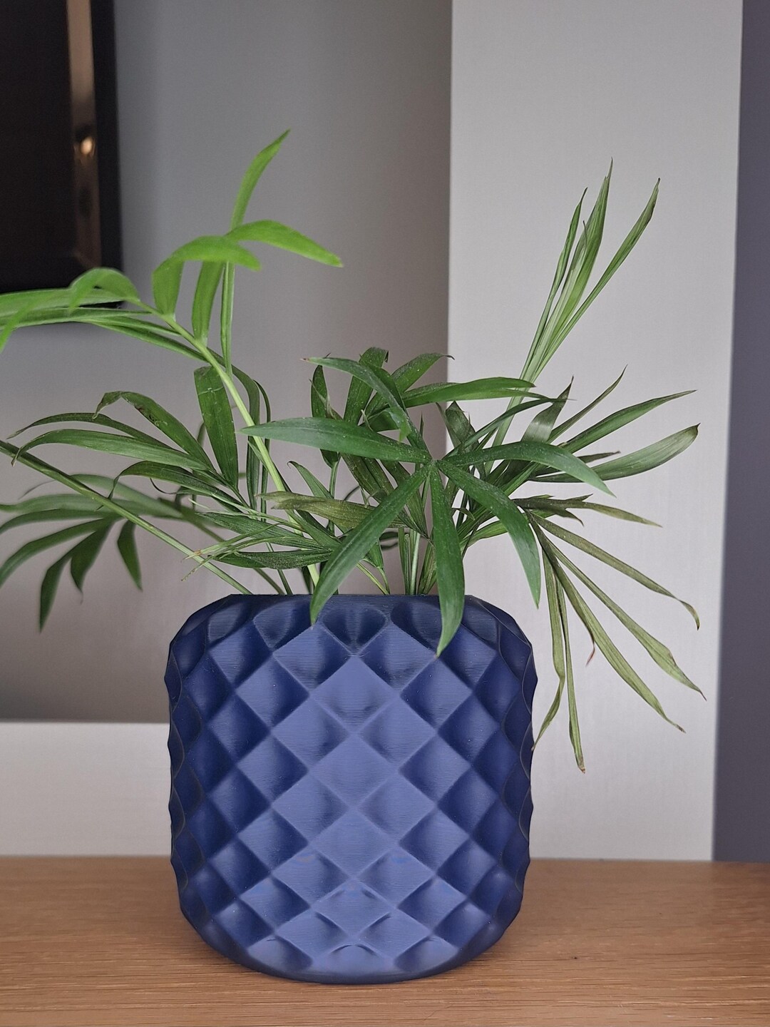 3d Printed Plant Pot, Stylish Diamond Design, Silky Navy Effect. - Etsy