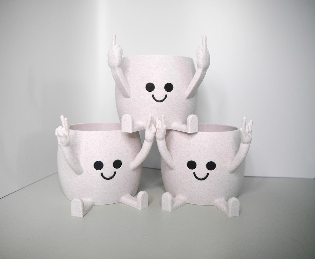 Middle Finger Happy Pot, 3d Printed Plant Pot, Marble Affect Pot. - Etsy
