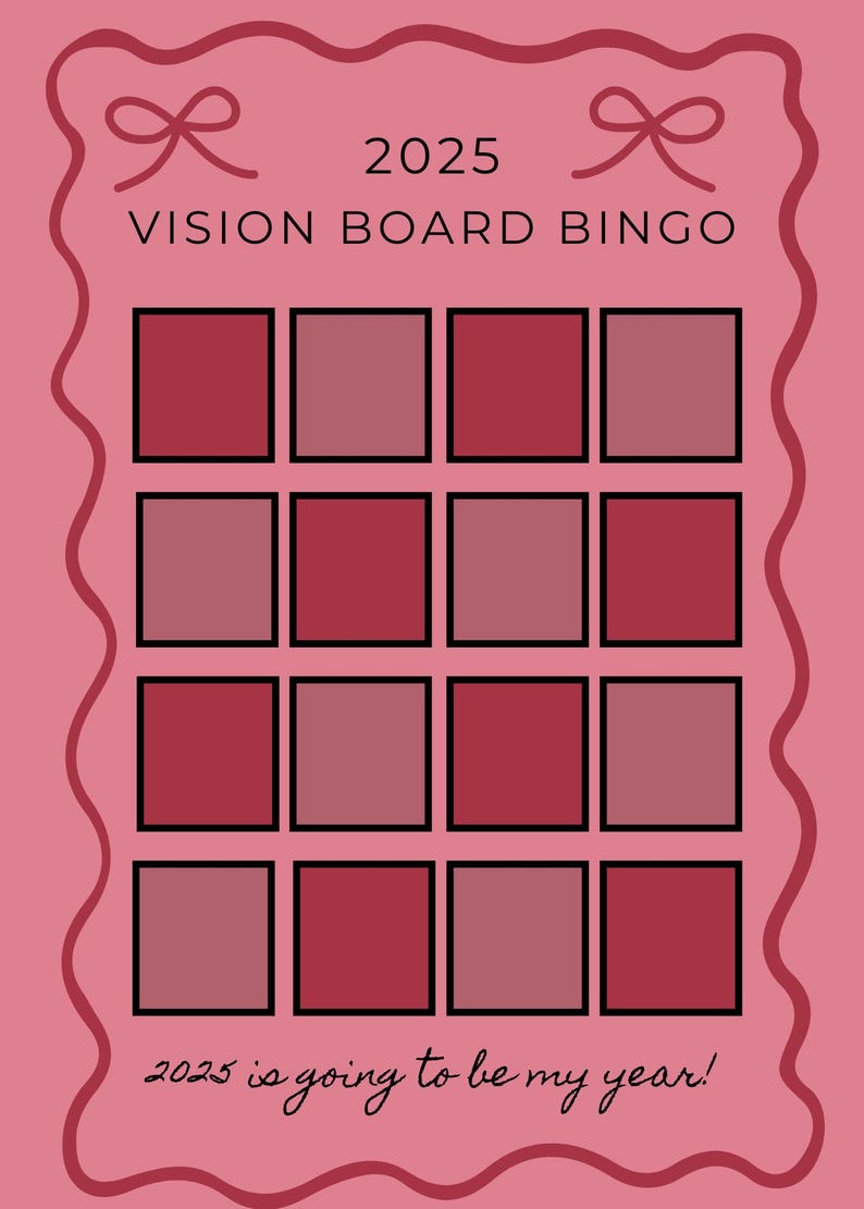 2025 Vision Board Bingo Template – Editable & Downloadable Goal-setting ...