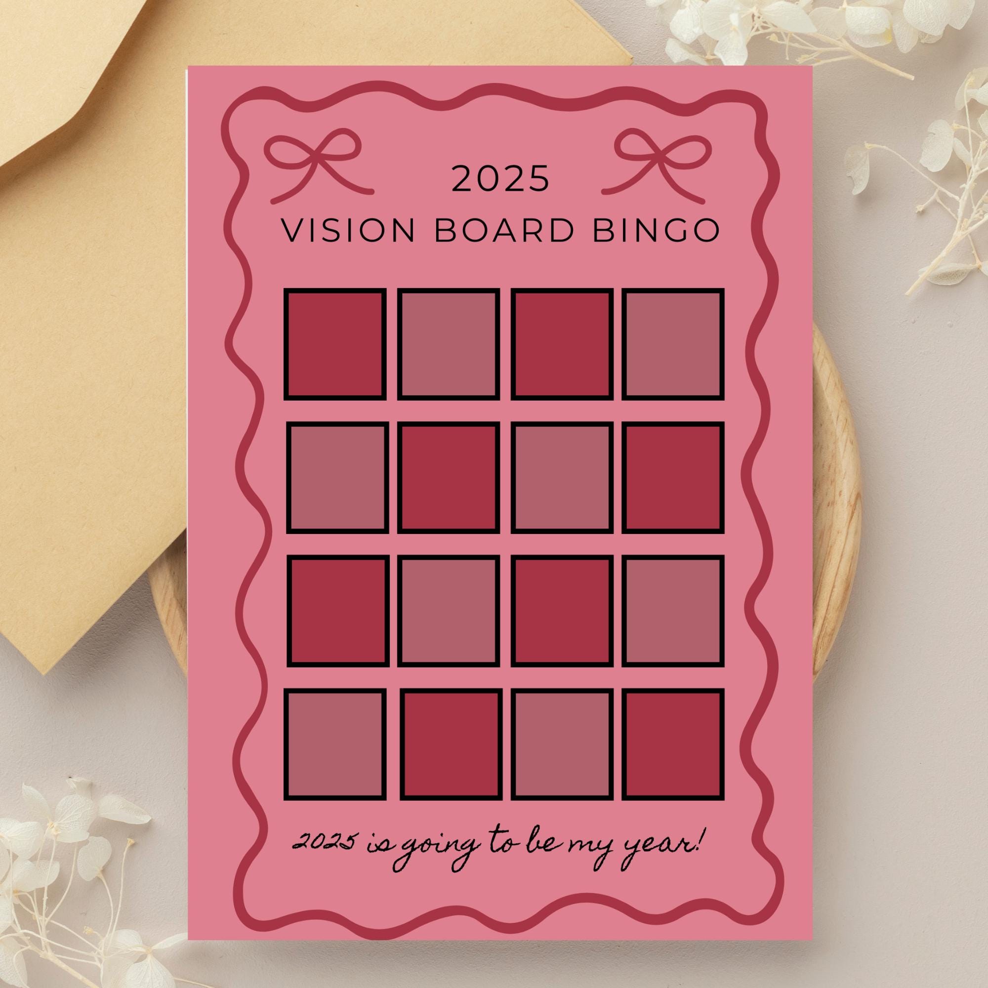 2025 Vision Board Bingo Template – Editable & Downloadable Goal-setting ...