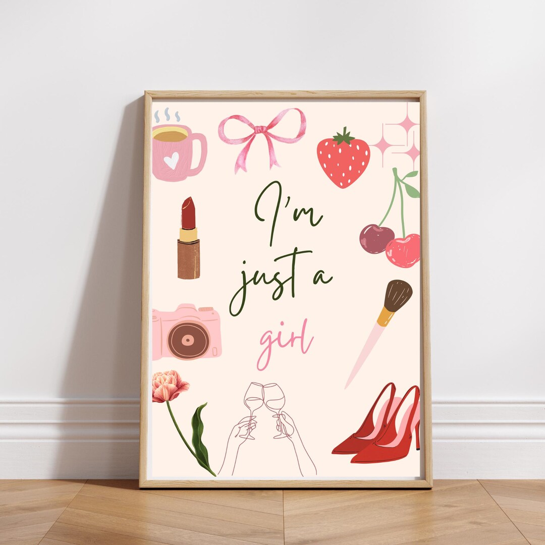 I'm Just a Girl, Digital Print, Prink, Girl Aesthetic - Etsy